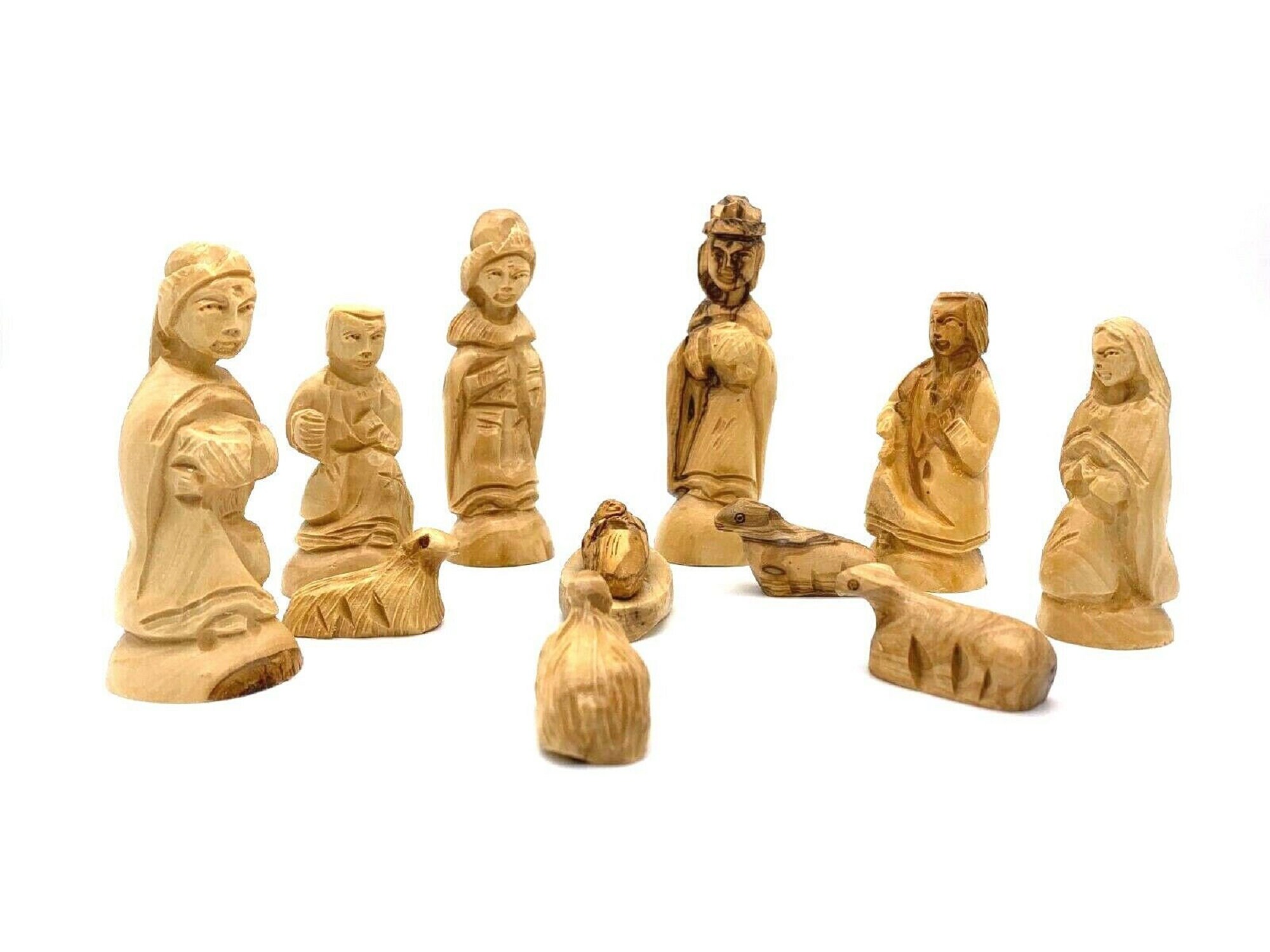 Nativity Scene Christmas Story Olive Wood Carved Set Holy Family 12pcs ...
