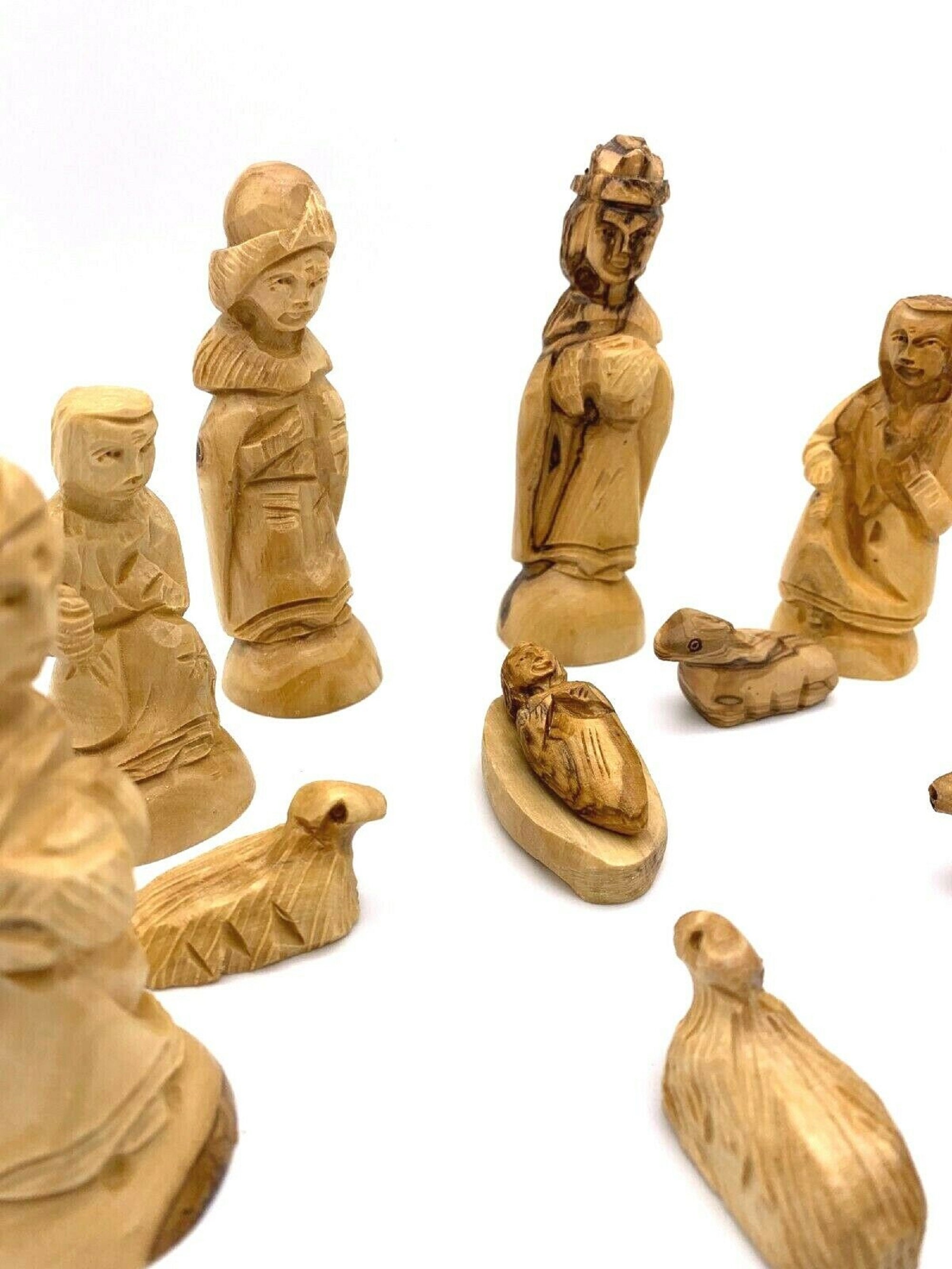 Nativity Scene Christmas Story Olive Wood Carved Set Holy Family 12pcs ...