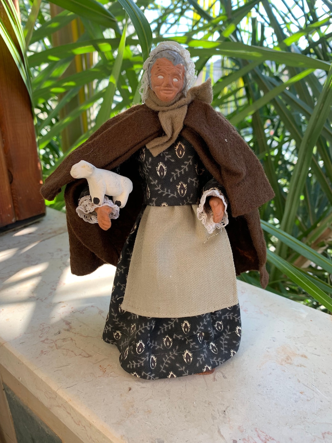 Vintage SANTONS YOLANDE FRANCE. Figurine Old Woman 9" La Bergère 19th ...