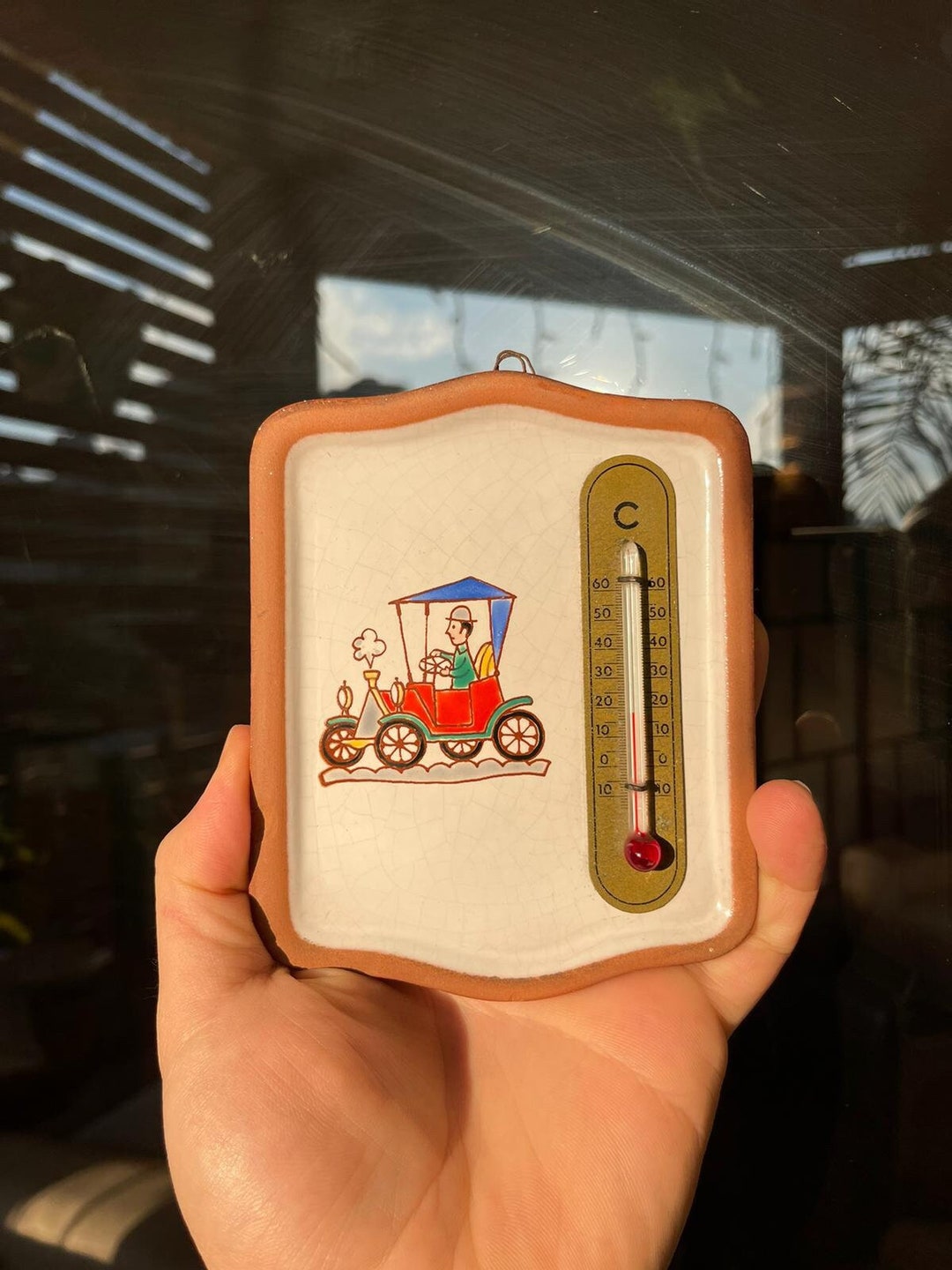Antique Thermometer Ceramic Wall Temperature Ornament Decor Home Rare ...