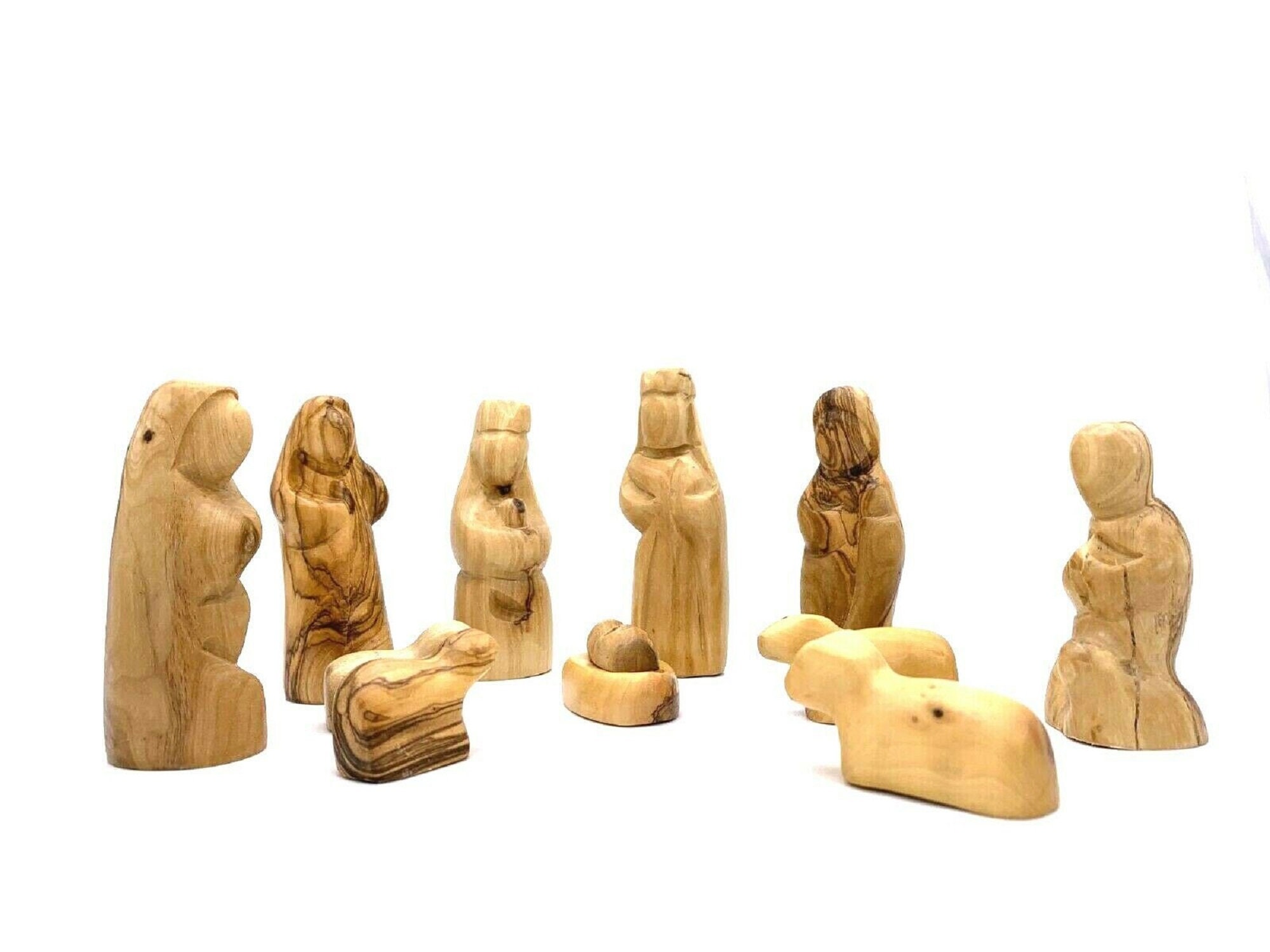 Olive Wood Carved Set of 12pcs Nativity Scene Christmas Story Holy ...