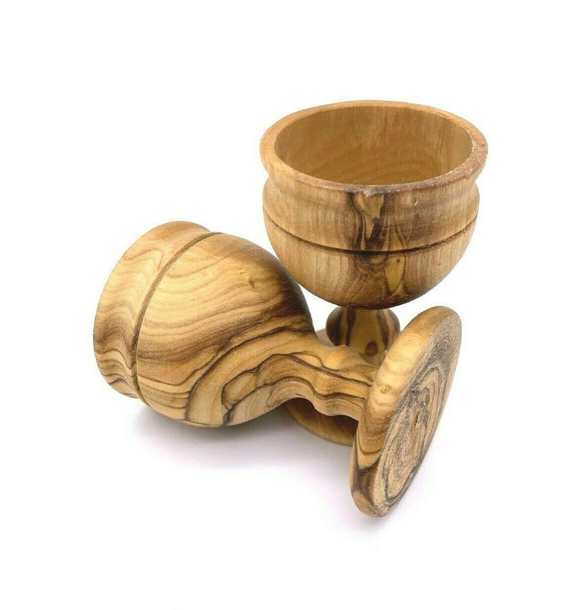 Two Cups Wine Olive Wood Chalice Handmade From Jerusalem Church ...