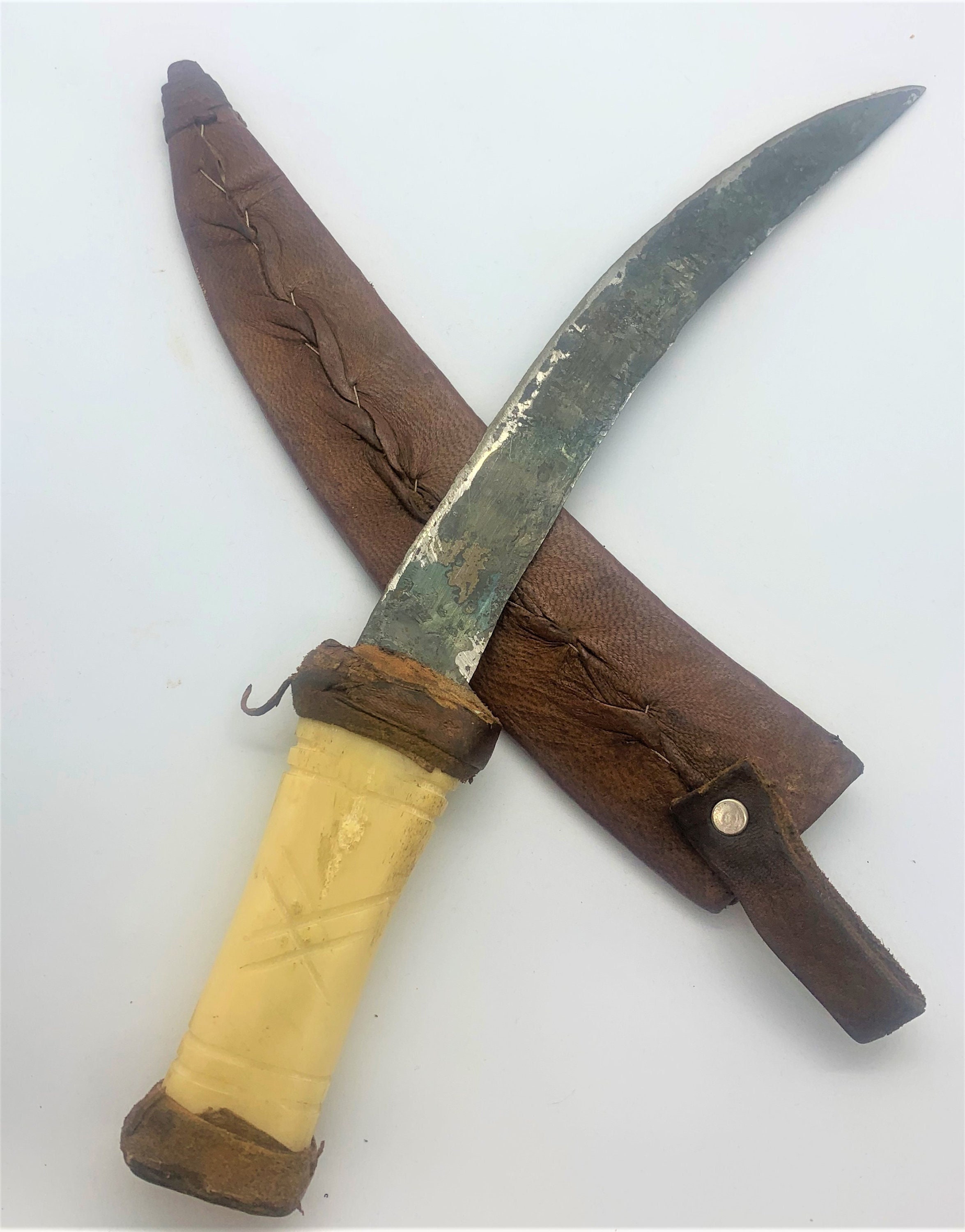 Antique Dagger RARE Egyptian Knife Old Leather& Bone Hand Made khanjar ...