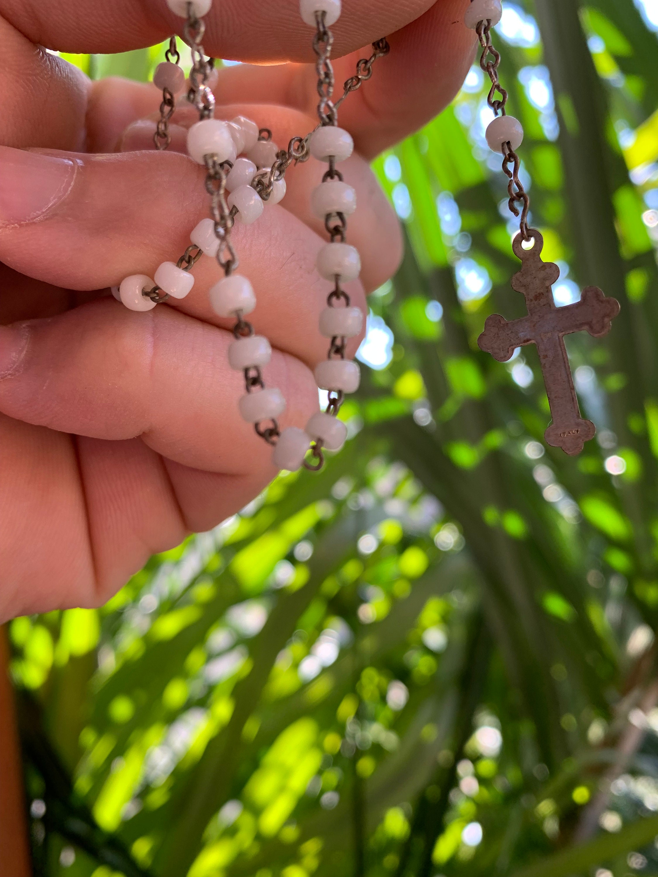 White Lily Vintage Rosary