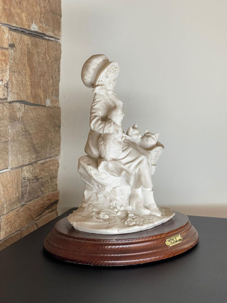 Belcari Capodimonte of Lady & Dogs Statue Rare Bisque Porcelain Italian ...