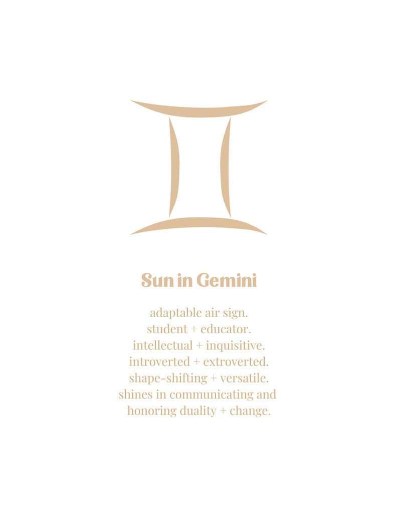 Gemini Sun Astrological Sun Sign Digital Print - Etsy