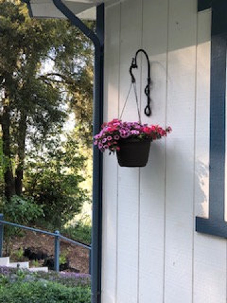 Hand Forged Plant Hanger With Hook Finial Outdoor Plant | Etsy