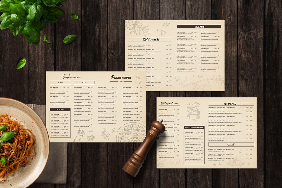Menu Template, Restaurant, Cafe Menu, Food Menu, Branding, Minimalist ...