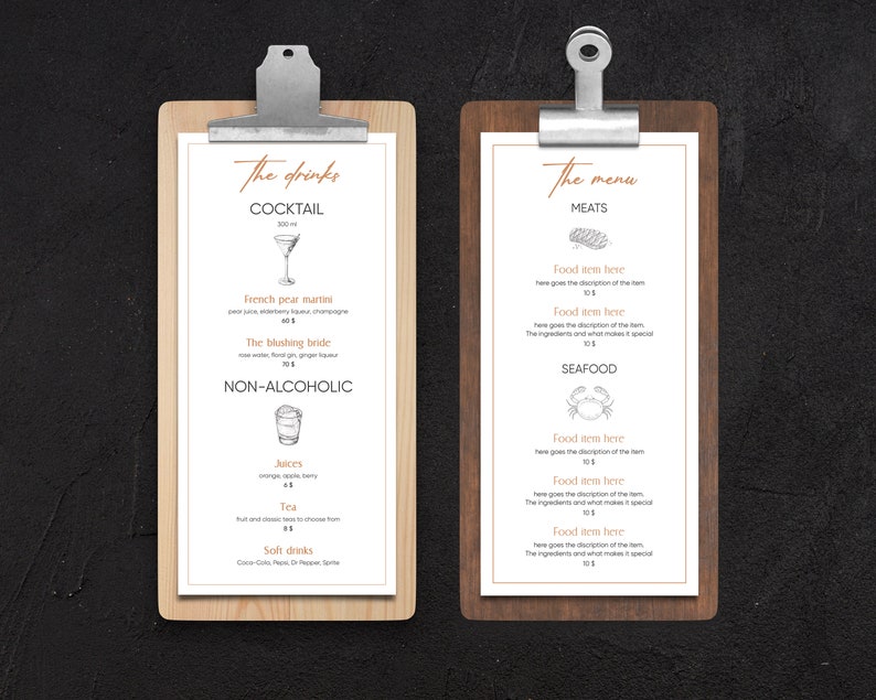 Menu Template, Food & Drink Menu, Restaurant Food Menu Template, Cafe ...