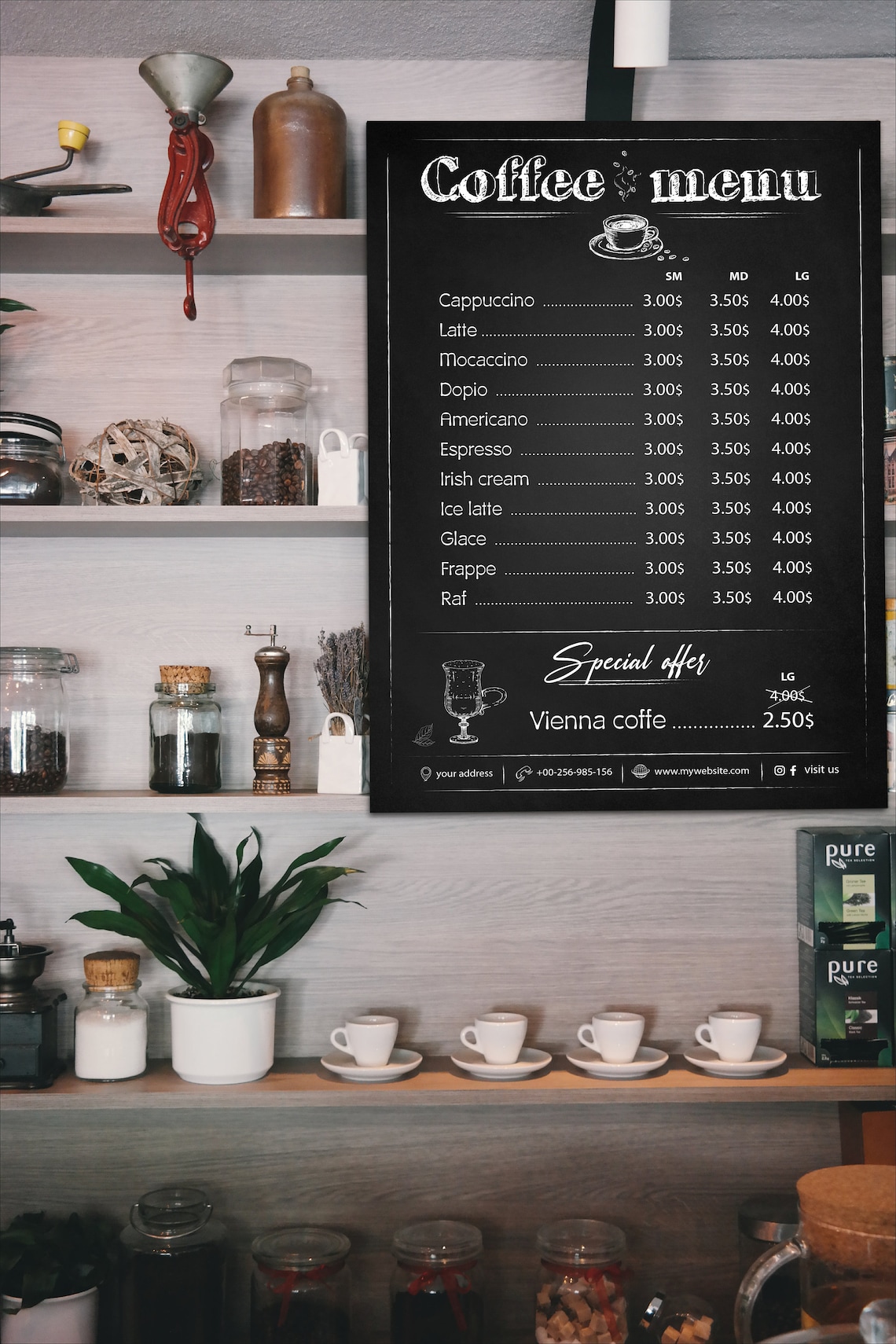 Coffee Menu Template, Cafe Menu, Instant Download, Drinks Menu, Hand ...