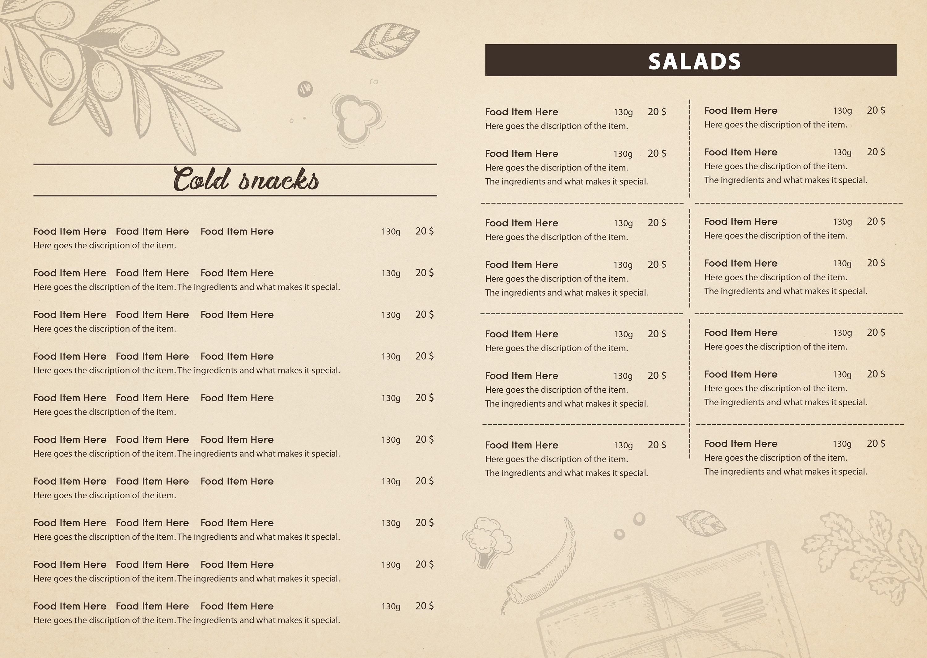 Menu Template, Restaurant, Cafe Menu, Food Menu, Branding, Minimalist ...