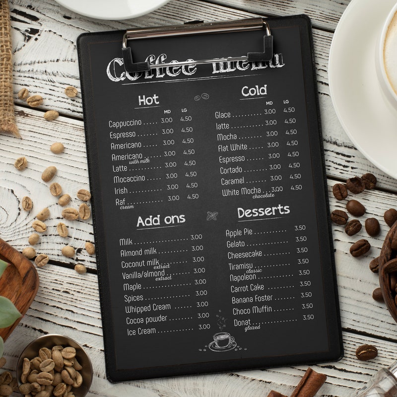 Coffee Menu - Etsy