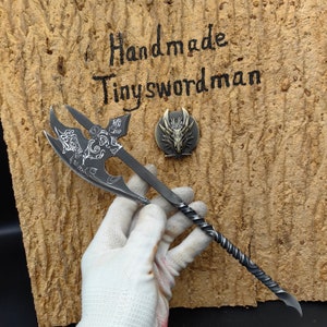 Hand-forged Battle Axe Miniature Tiny Steel Axe Small Battle-ax Replica ...