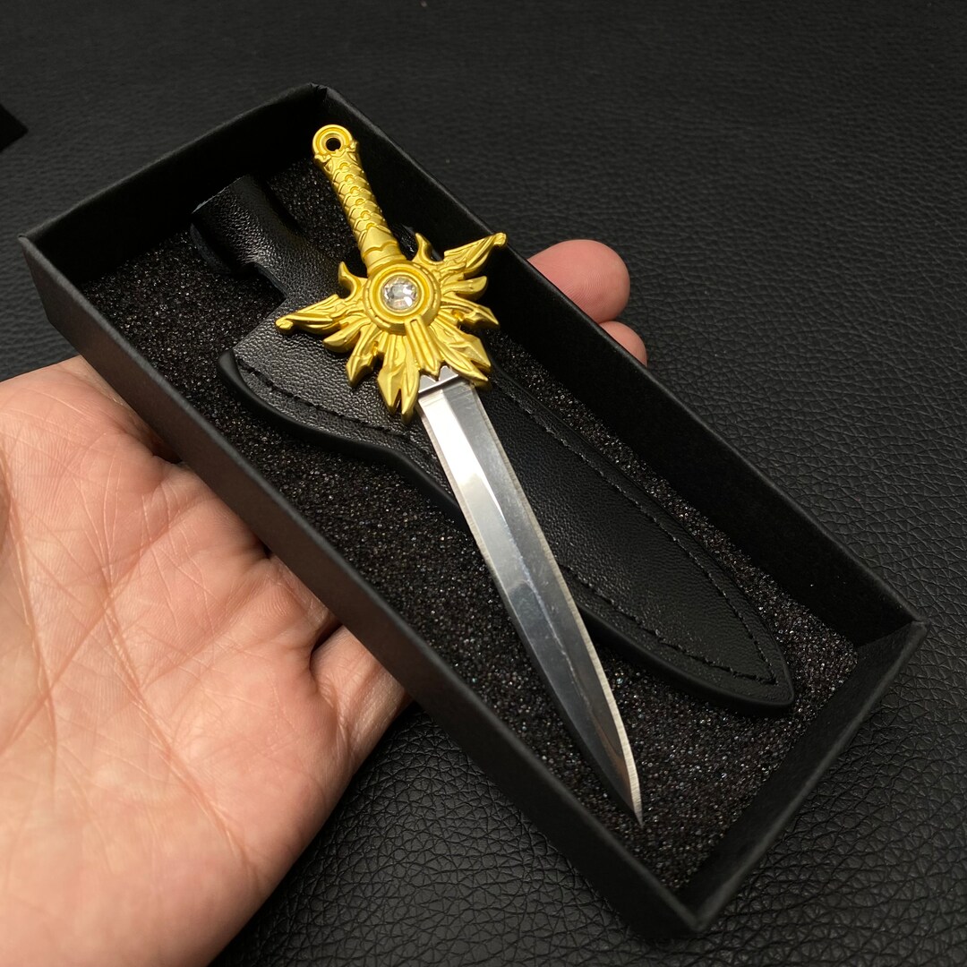 Tiny El'druin Tyrael Sword Golden Plated Small Sword Unboxing Knife ...
