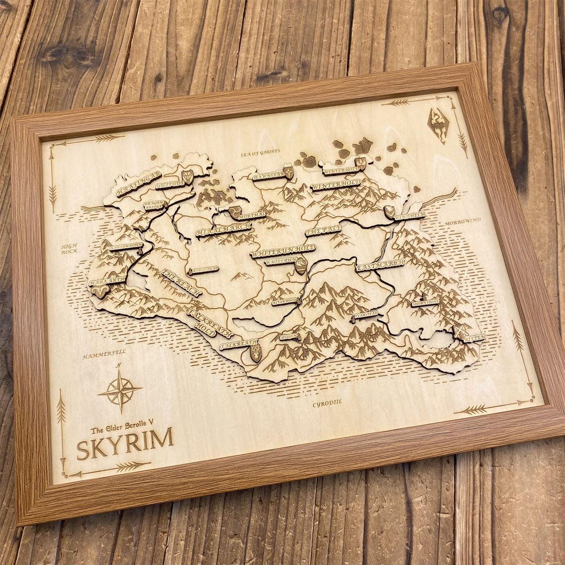 Handmade Skyrim Wood Map: 3D Laser Cut Fan Art Display - Etsy