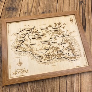 Handmade Skyrim Wood Map: 3D Laser Cut Fan Art Display - Etsy