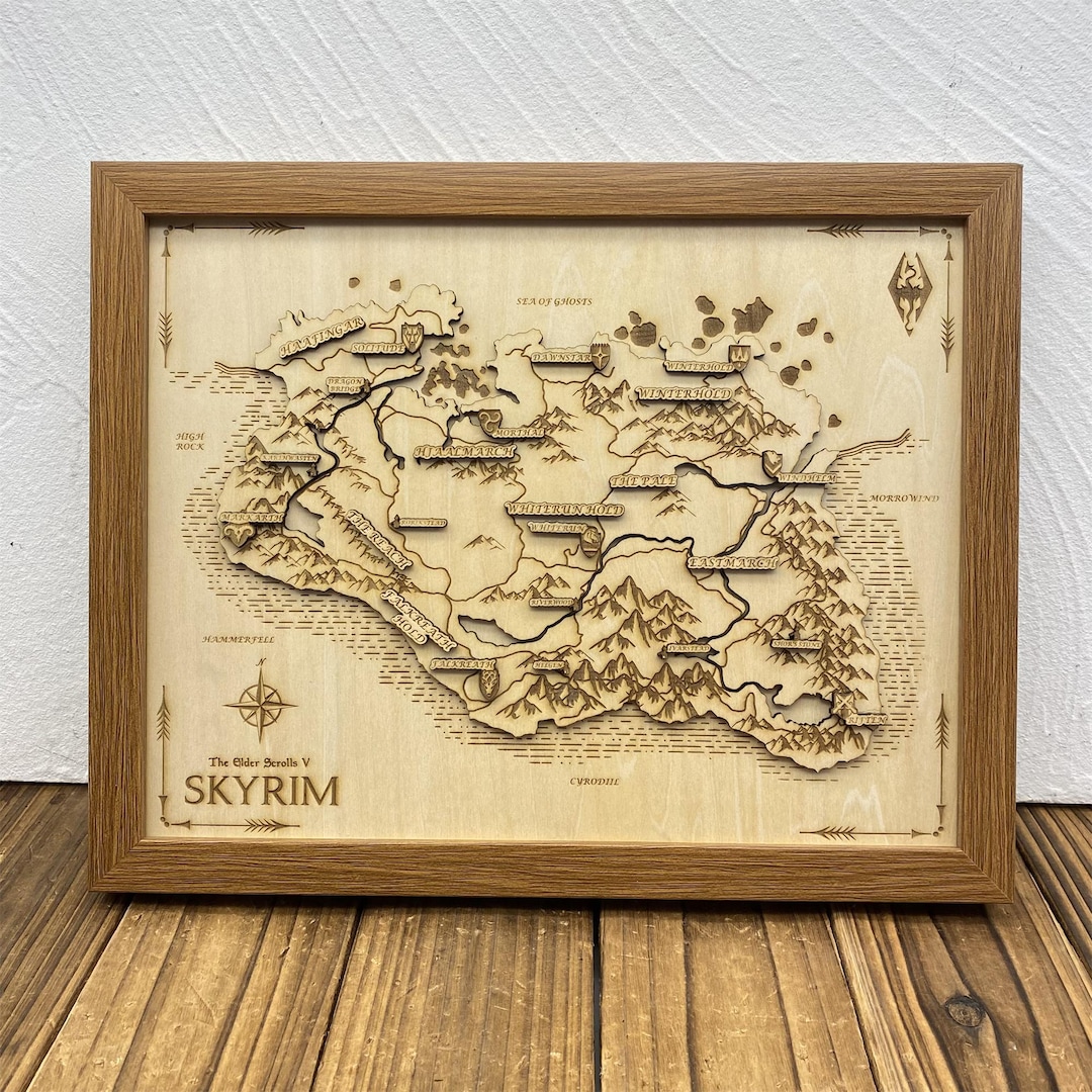 Handmade Skyrim Wood Map: 3D Laser Cut Fan Art Display - Etsy