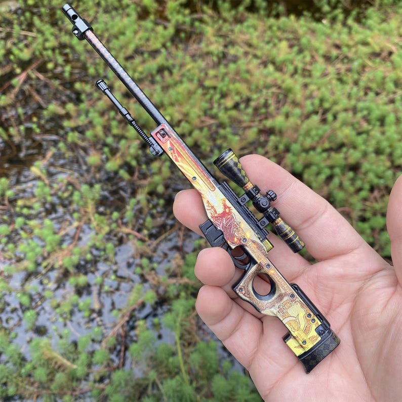 Tiny CS2 AWP Dragon Lore Sniper Rifle Miniature Metal Handmade Lore ...