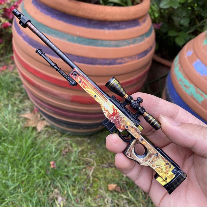 Tiny CS2 AWP Dragon Lore Sniper Rifle Miniature Metal Handmade Lore ...