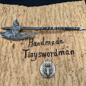 Hand-forged Battle Axe Miniature Tiny Steel Axe Small Battle-ax Replica ...