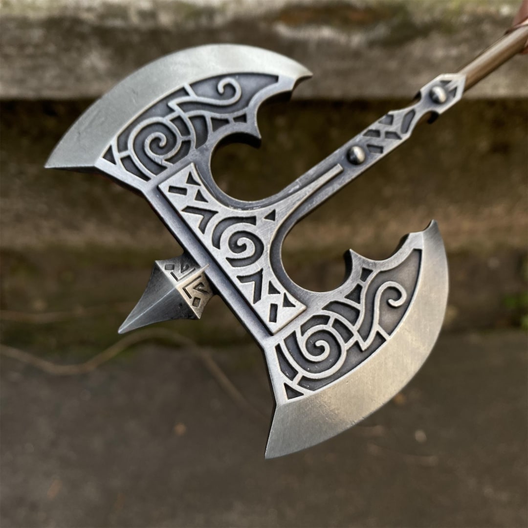 Skyrim Battle Axe Steel Viking Style Giant Axe 1:6 Metal Miniature One ...