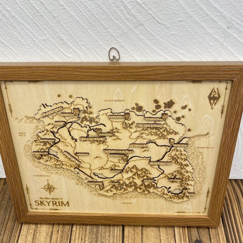 Handmade Skyrim Wood Map: 3D Laser Cut Fan Art Display - Etsy