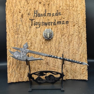 Hand-forged Battle Axe Miniature Tiny Steel Axe Small Battle-ax Replica Unboxing Knife Skyrim ...