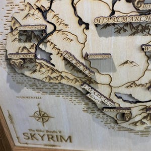 Handmade Skyrim Wood Map: 3D Laser Cut Fan Art Display - Etsy