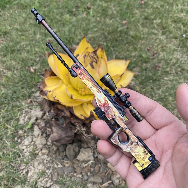 Tiny CS2 AWP Dragon Lore Sniper Rifle Miniature Metal Handmade Lore ...