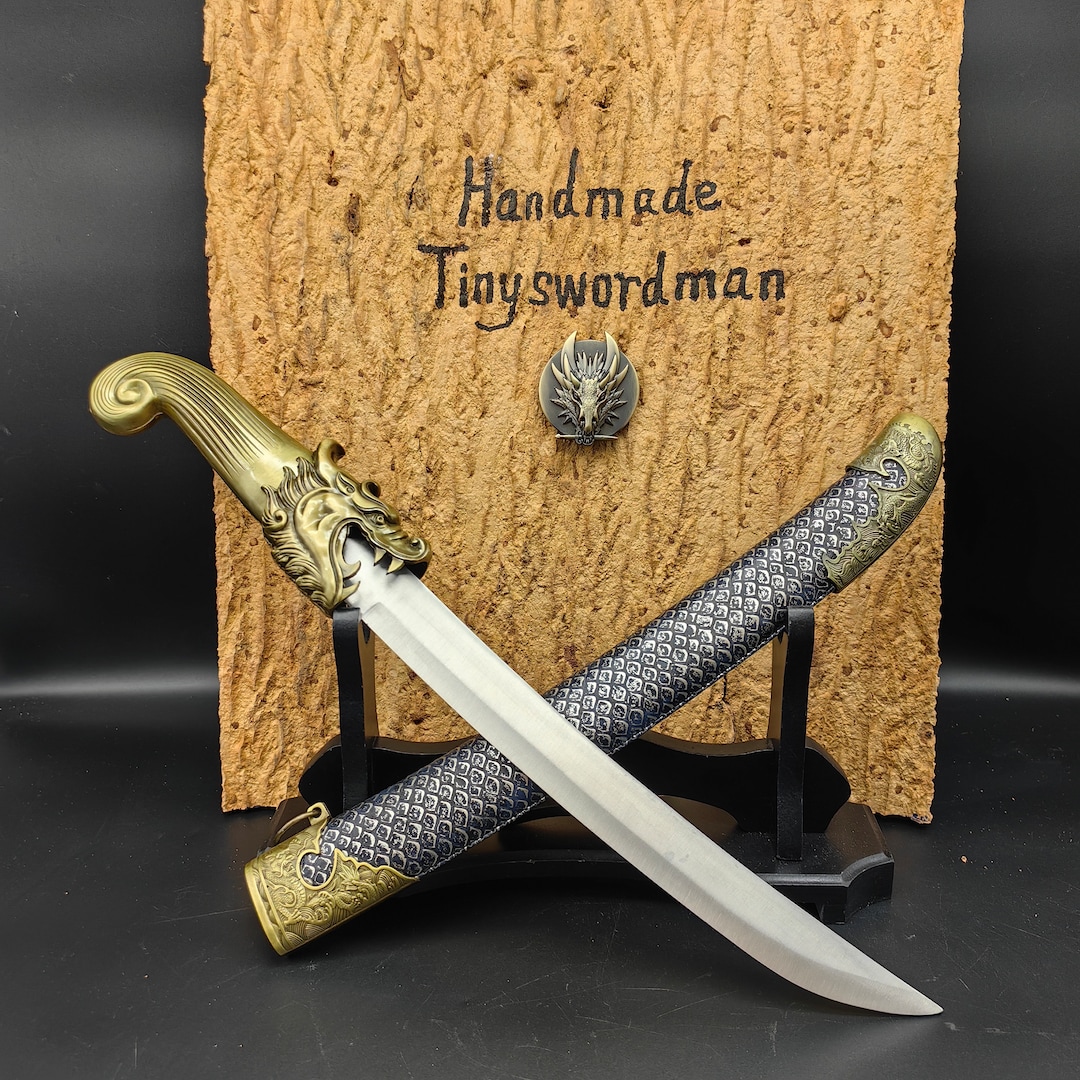 Handmade Ancient Dragon Blade Eastern Dragon Handle Short Sword Dull ...