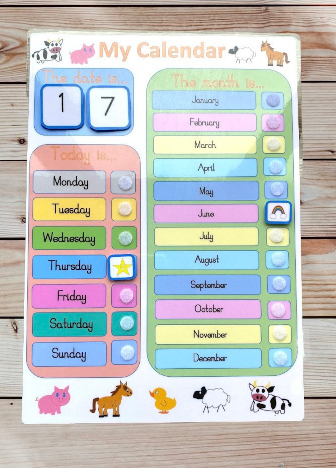 Personalised Interactive Learning Calendar, Days of the Week, Months of ...