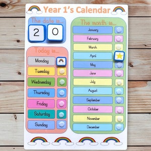 Personalised Interactive Learning Calendar, Days of the Week, Months of ...
