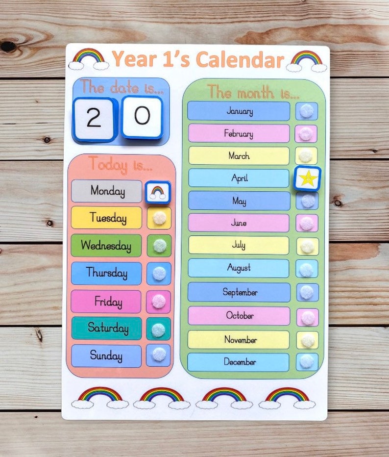 Personalised Interactive Learning Calendar Days of the Week - Etsy