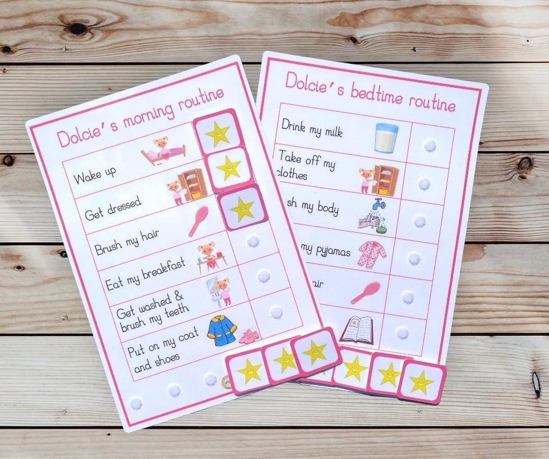 Personalised Morning & Bedtime Routine Charts, Twin Pack, Daily Routine ...