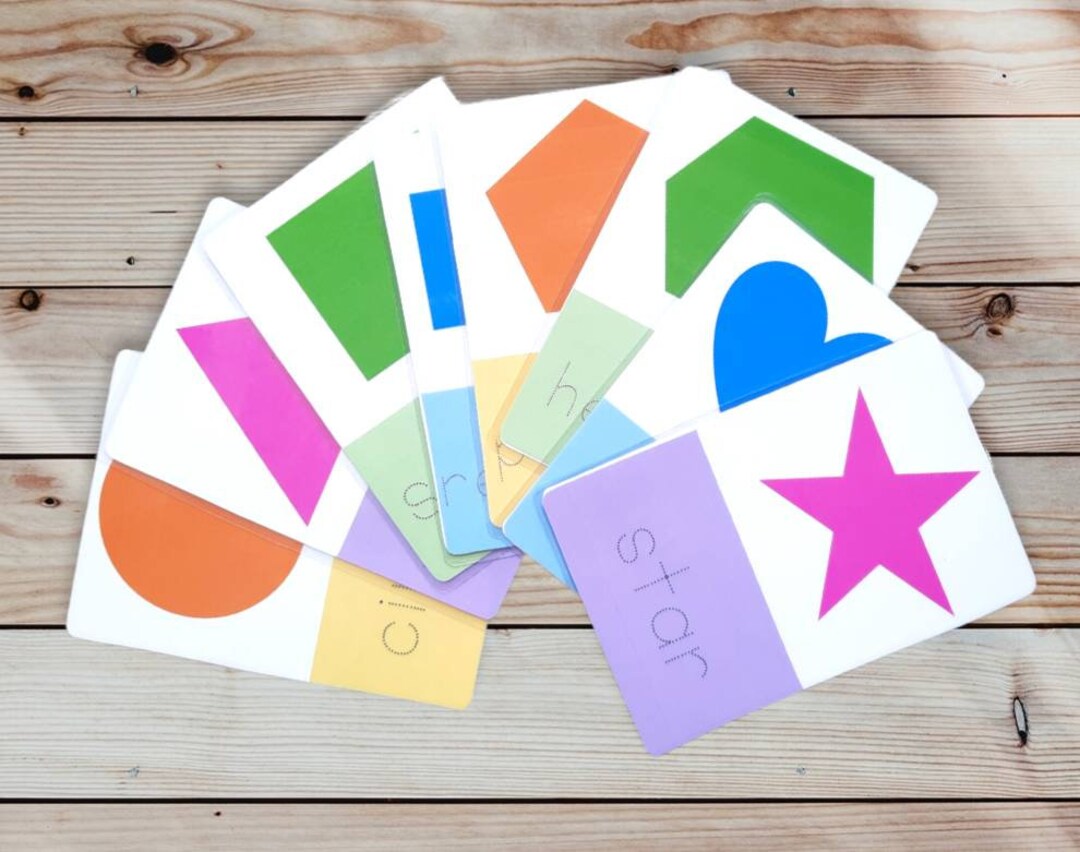 Shape Flashcards, Doubled-sided Tracing Flashcards for Toddlers ...