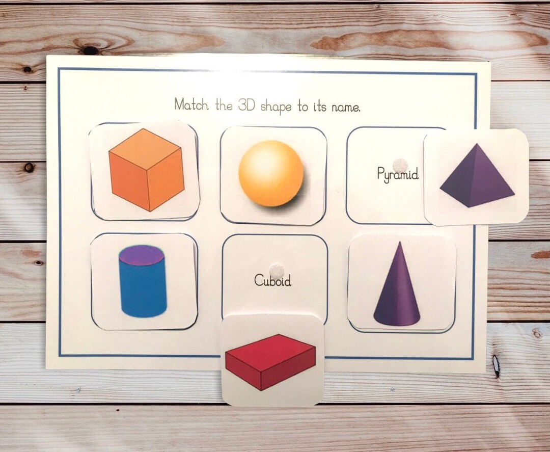3D Shape Matching Activity Shapes Maths Matching Game - Etsy