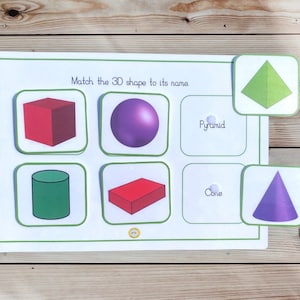 3D Shape Matching Activity, Shapes, Maths, Matching Game, Numeracy ...