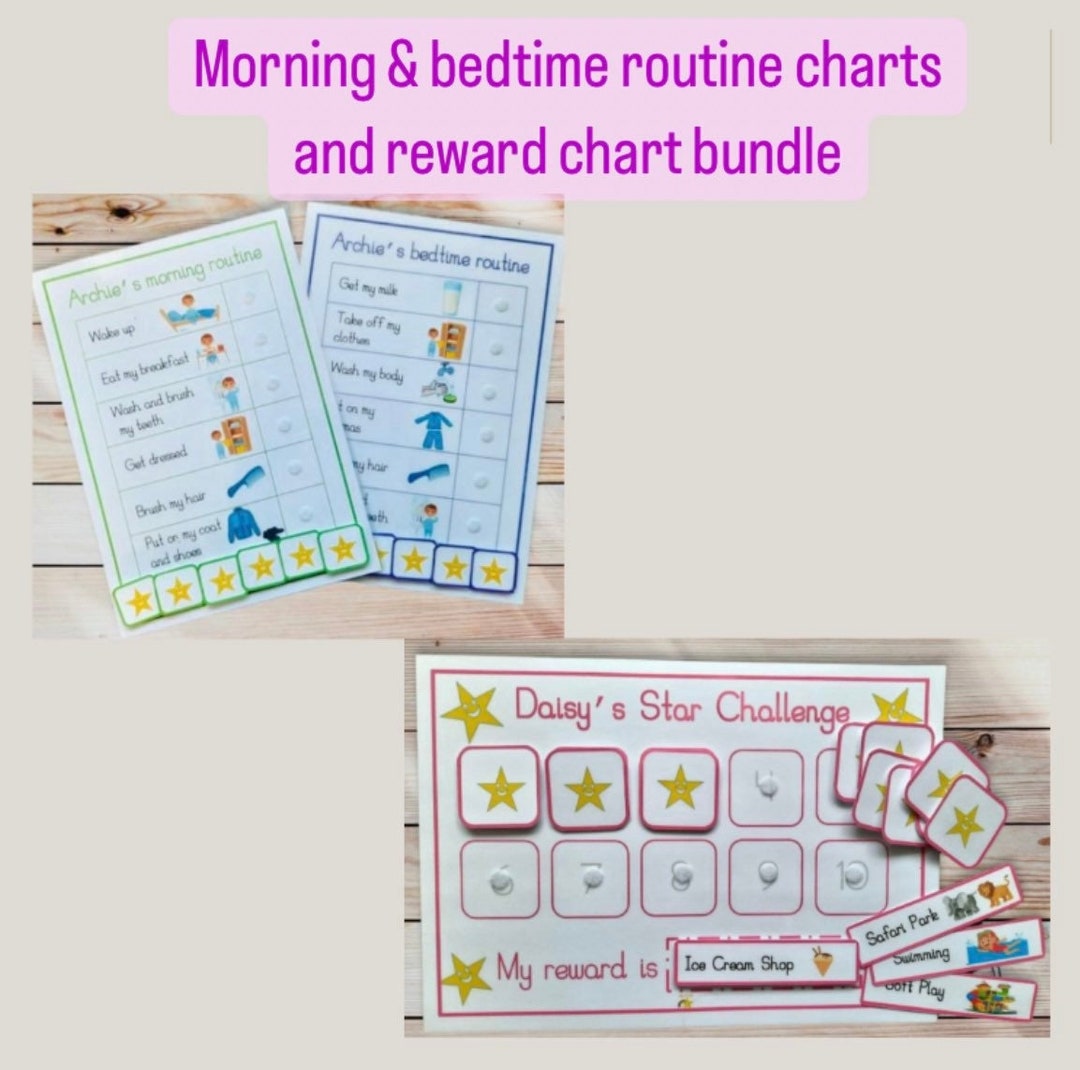 Morning and Bedtime Routine Charts and Reward Chart Bundle, Routine ...