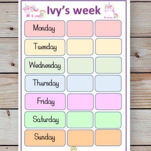 Personalised Weekly Routine Chart, Weekly Organiser, School / Home, My ...