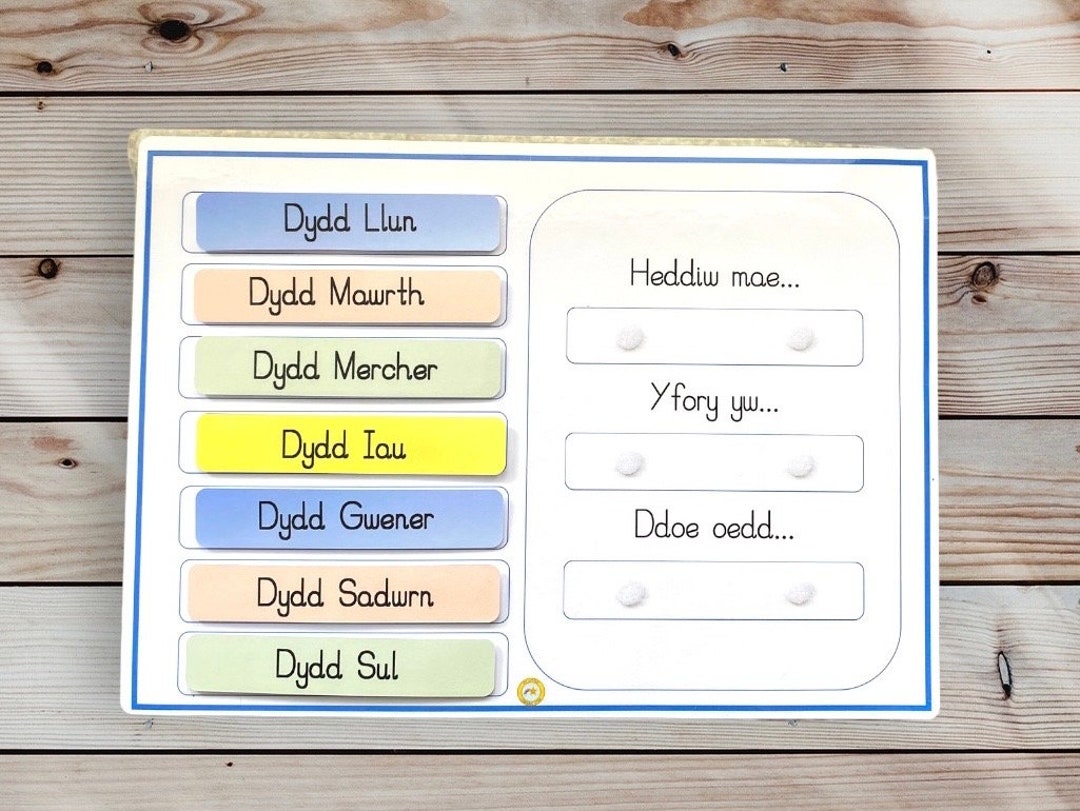 Welsh Days of the Week Learning Activity: Toddler Preschool - Etsy UK