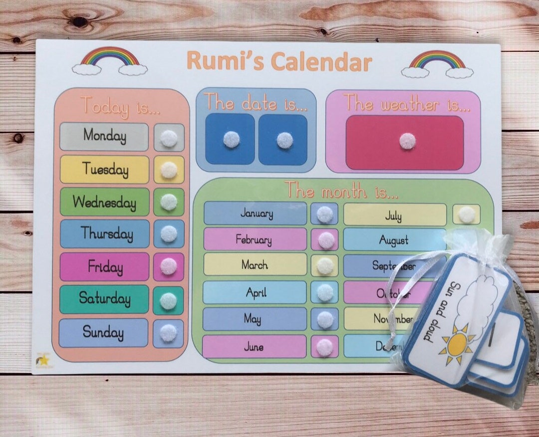 Personalised Interactive Calendar, Day, Date, Month, Weather ...