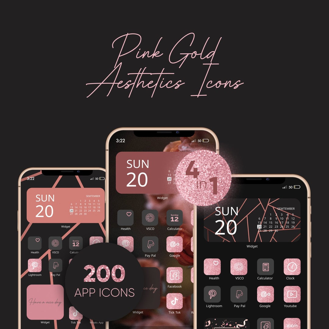 IOS 14 Icons Golden Rose Pink Gold Winter Theme Christmas - Etsy