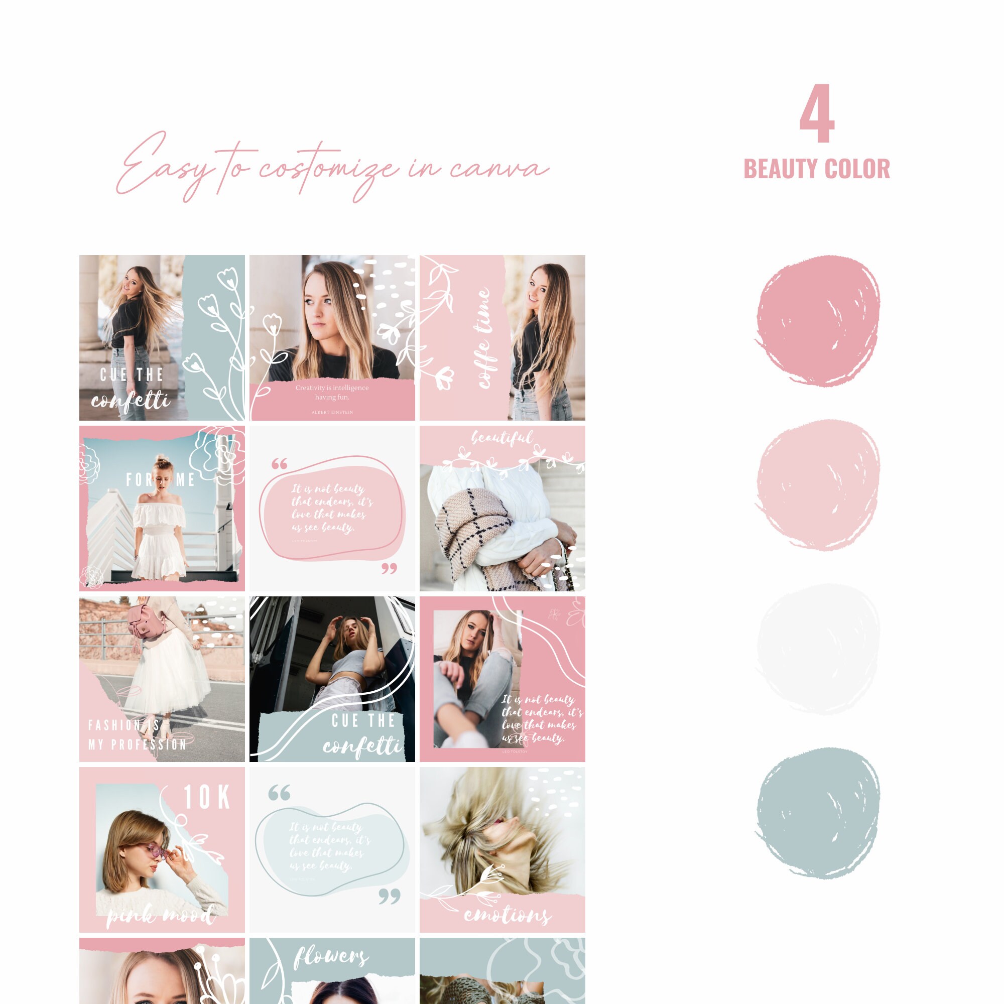 36 Instagram Templates Social Media Bundle Posts and | Etsy