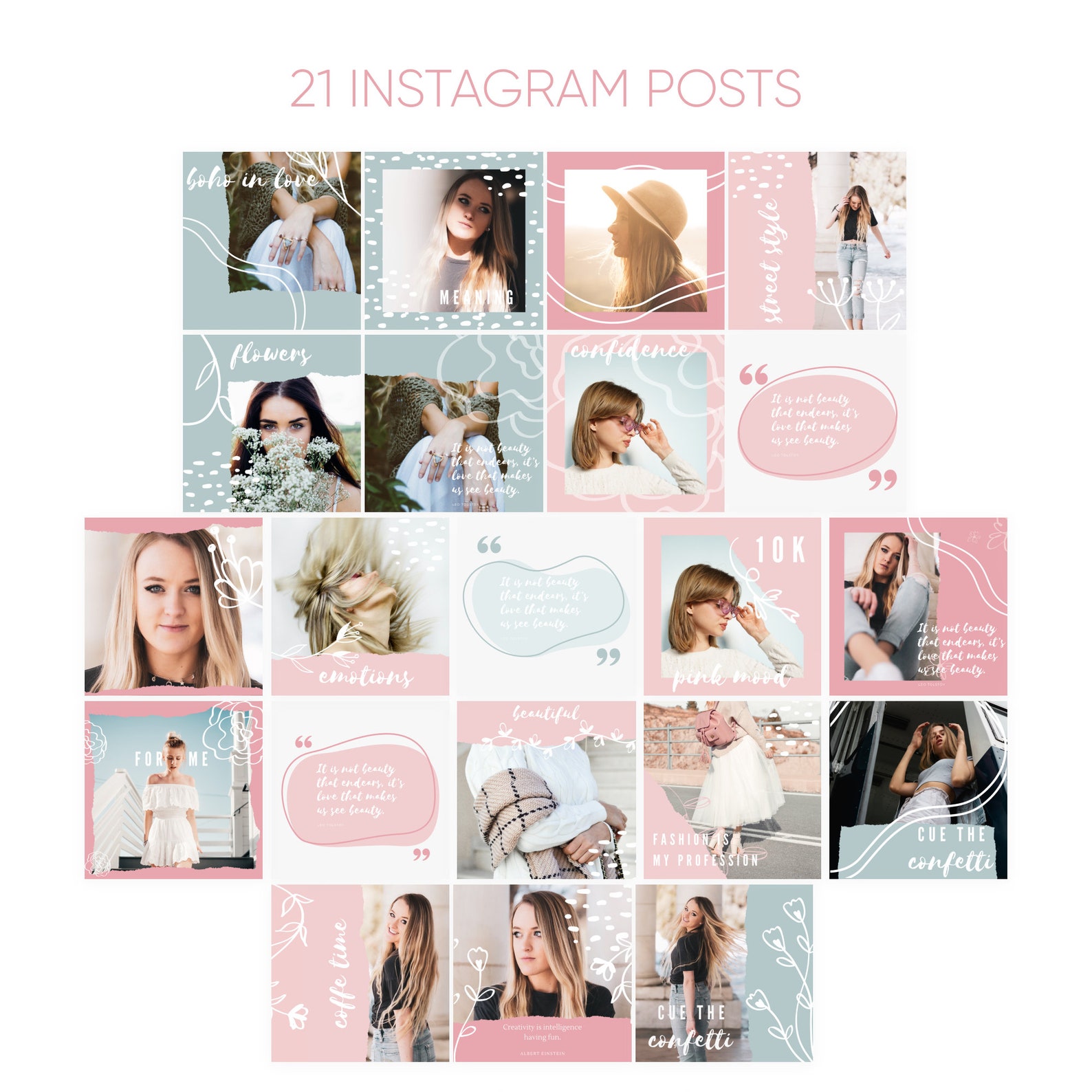 36 Instagram Templates Social Media Bundle Posts and - Etsy