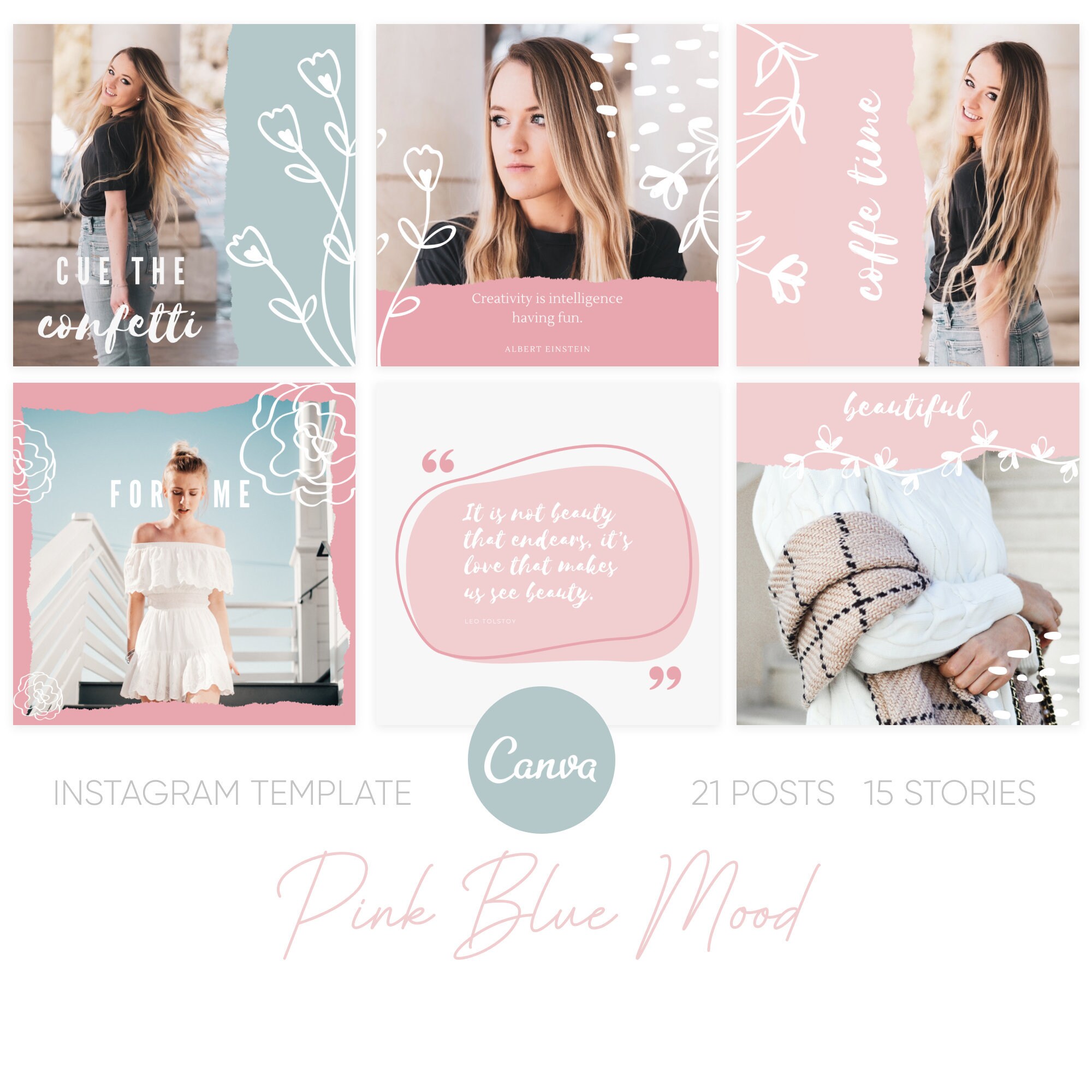 36 Instagram Templates Social Media Bundle Posts and | Etsy