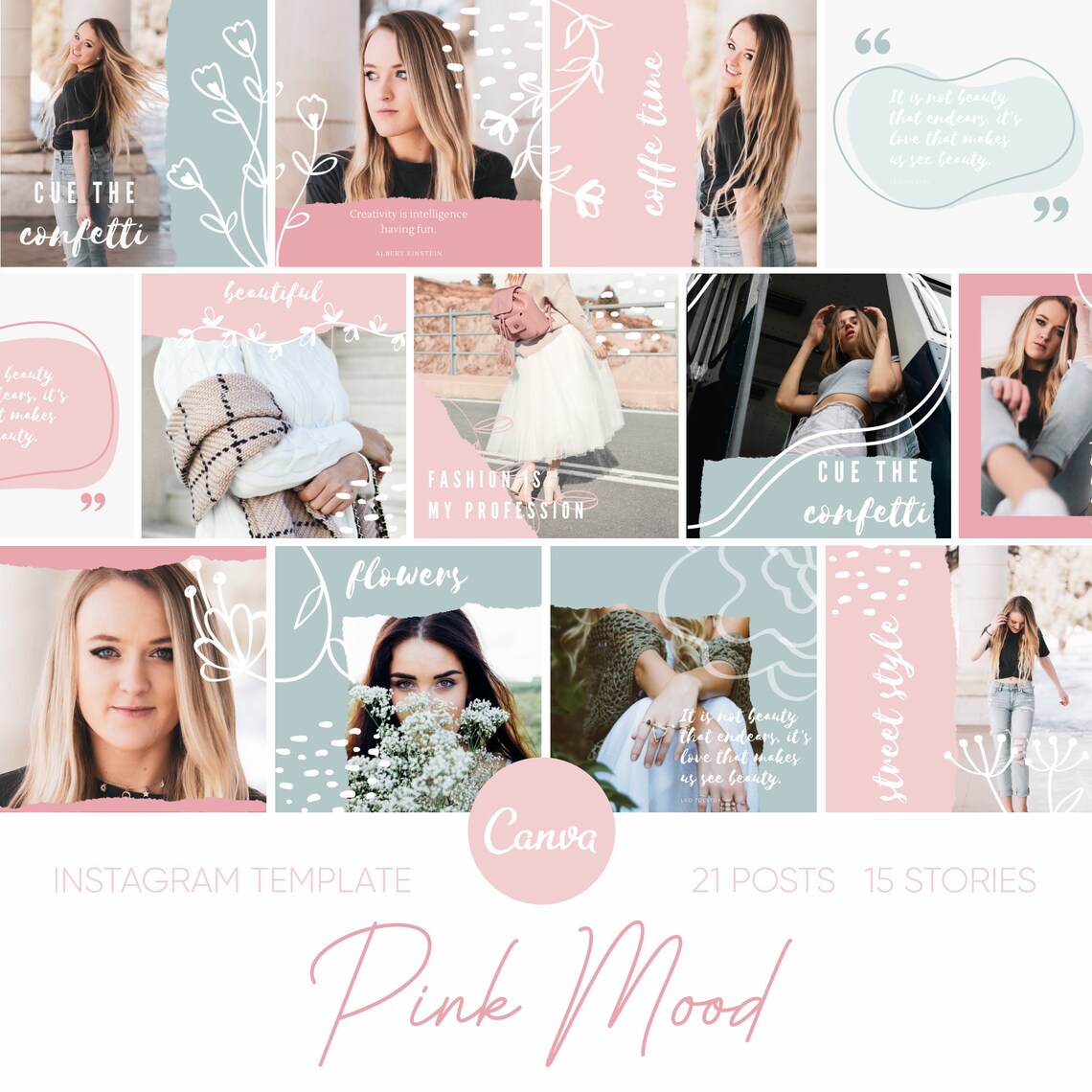 36 Instagram Templates Social Media Bundle Posts and | Etsy