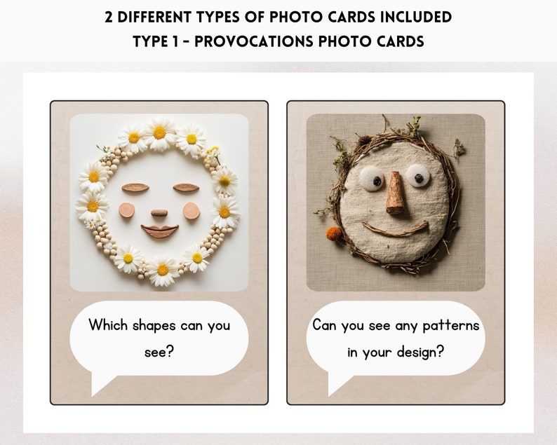 Loose Parts All About Me Faces Provocations & Vocabulary Photo Cards ...