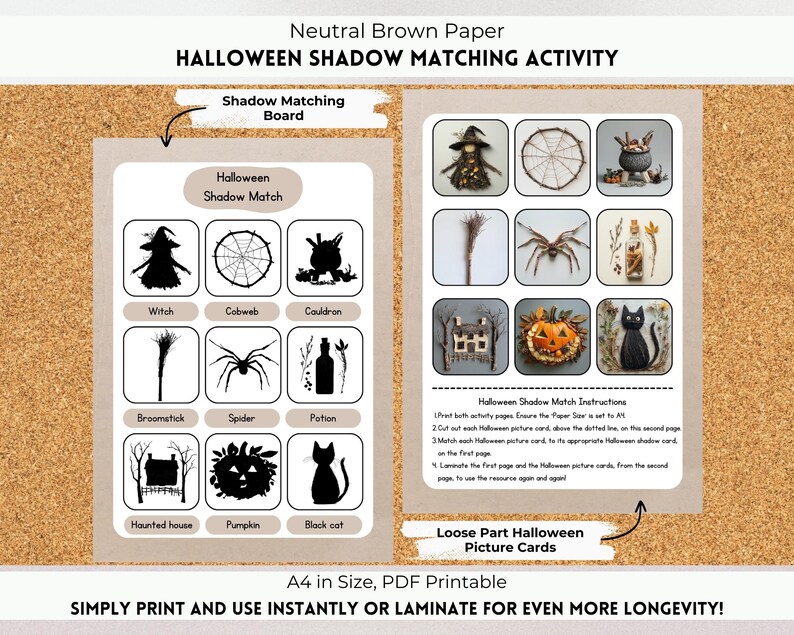Halloween Shadow Matching Activity, Halloween Montessori Printable ...