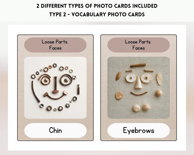Loose Parts All About Me Faces Provocations & Vocabulary Photo Cards ...