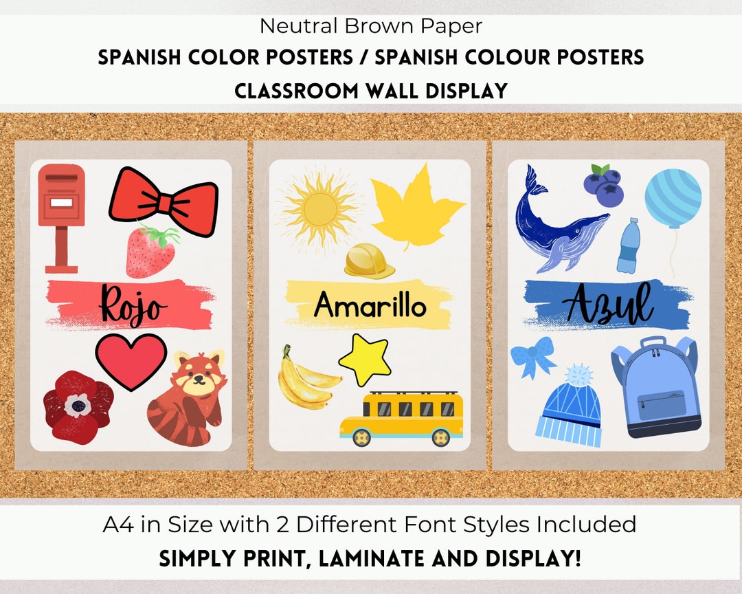 Spanish Color Chart Poster Spanish Classroom Color Posters - Etsy
